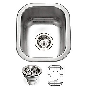 HOUZER CS-1307-C Club Bar Sink with Accessory Combo Pack, Stainless Steel