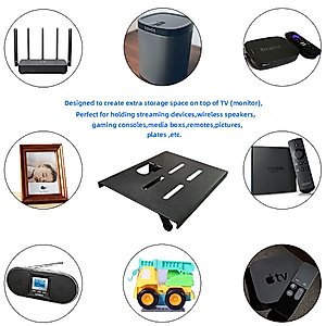 ZANOLY Monitor Top Shelf Screen Top Shelf TV Top Shelf Adjustable Storage Bracket Computer Screen Shelf for Media Boxes, Game Console, Router and Home Decor，2pck