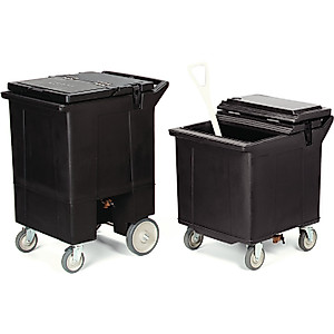 Carlisle FoodService Products Cateraide Tall Ice Caddy Insulated Ice Carrier with 4 Swivel Casters for Catering, Bar, And Restaurants, Plastic, 125 Pounds, Black