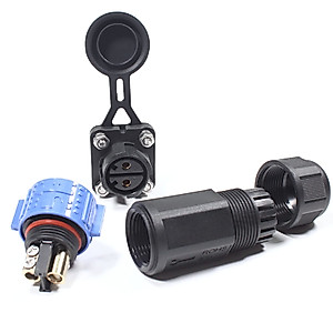 Trolling Motor Plug Receptacle Set, ABPF Marine Boat Power Connector, Waterproof Connector for Motor, 12/24/36/48 Volt Marine Plug for Trolling Motors (Blue,1 Pack)