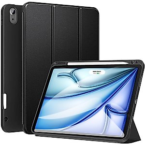 ZtotopCases for iPad Air 6th Generation 11 Inch Case M2 2024 & iPad Air 5th/4th Gen 10.9 Inch 2022/2020 & iPad Pro 11" 2018 1st with Pencil Holder, Soft TPU Back Slim Trifold Smart Cover, Black
