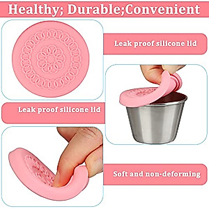 12Pcs Salad Dressing Container To Go 2.5oz Stainless Steel Condiment Containers with Lids Reusable Small Dipping Sauce Cups Set Fits in Bento Box Lunch Box Picnic Travel Easy Open, Leakproof