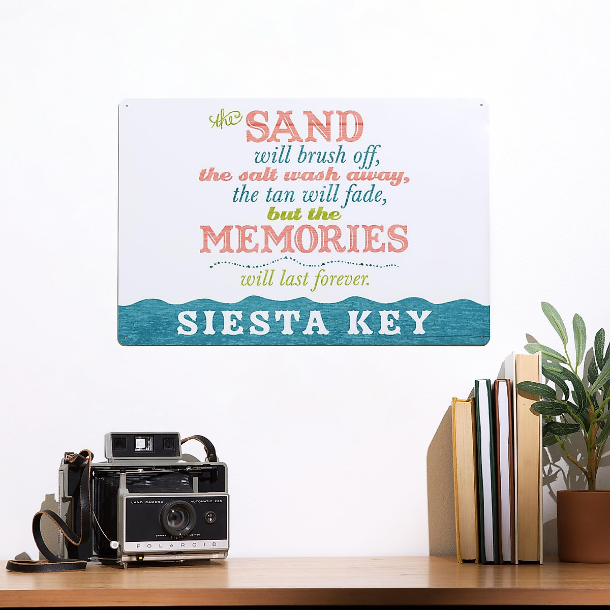 Lantern Press 12x18 Inch Metal Sign, Siesta Key, Florida, Beach Memories Last Forever
