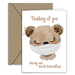 Paper Frenzy Masked Animals Quarantine Notes for Social Distancing Greeting Cards - 5 Different Designs (5 Cards per Design - 25 Total Cards)