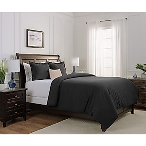 Chanasya Premium Solid Duvet Cover Set - Duvet Cover (104” x 90”) & 2 Pillow Shams (20” x 36”) - 3-Piece Set - Black, King Size