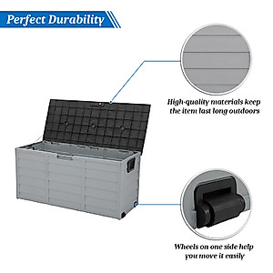 VINGLI Upgraded 75 Gallon Outdoor Storage Box, Lockable Plastic Storage Containers with Lid, Patio Deck Box Furniture for Garden, Pool, Balcony, Yard (Black)