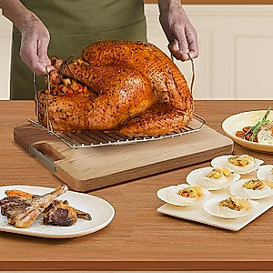 Roaster Oven, Turkey Roaster Oven Buffet with Self-Basting Lid, 22Qt Electric Roaster Oven, Removable Pan, Cool-Touch Handles, 1450W Stainless Steel Roaster Oven, Silver