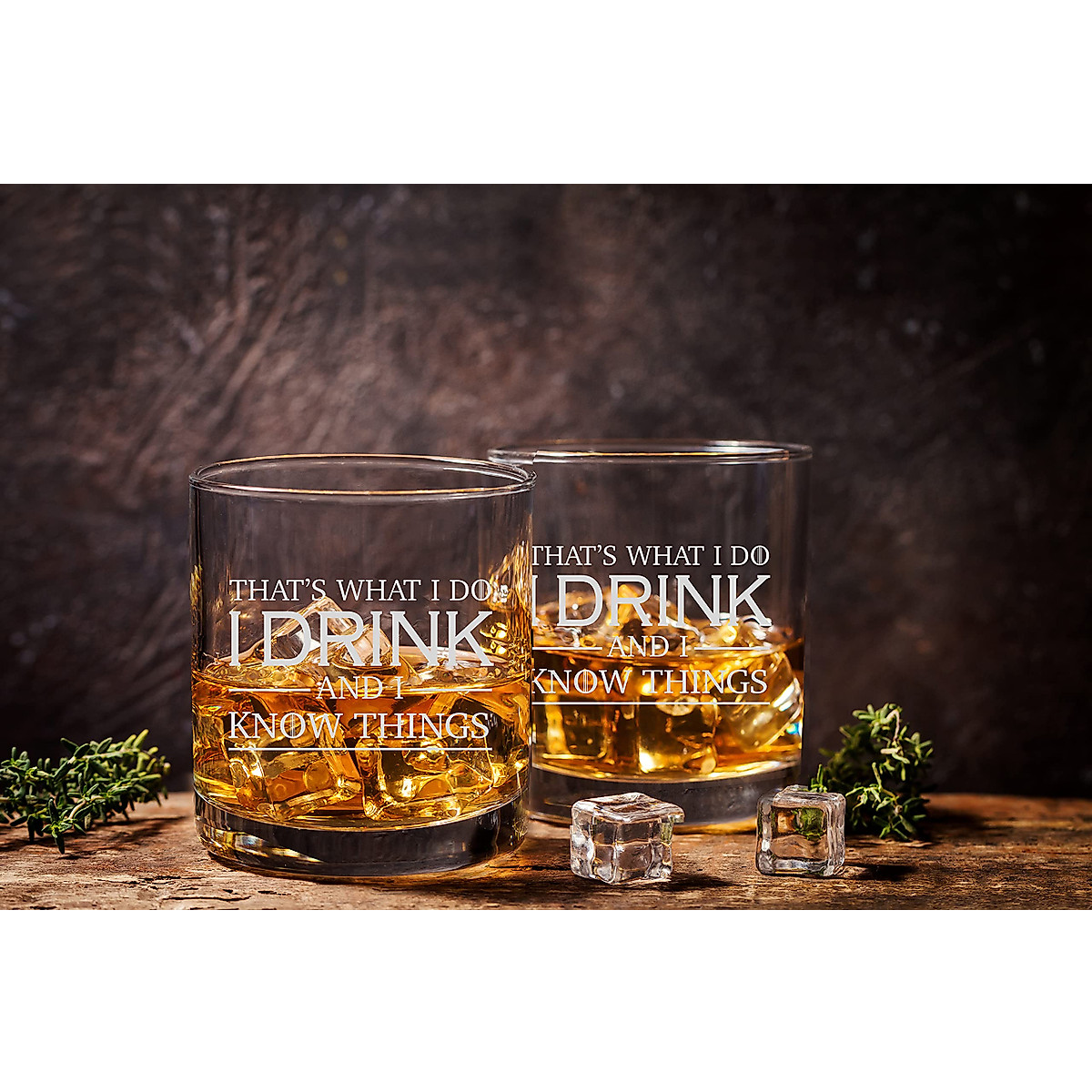 I Drink and I Know Things Funny Premium Whiskey Glasses for Men, Women, Adults, Personalized Drink Glass Birthday Gifts for Friends, Mom, Dad, Man, Coworkers, Unique Gifts for Him, Friends, 11 oz