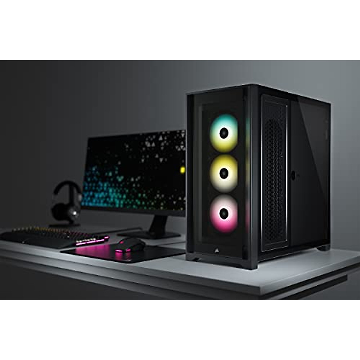 Corsair iCUE 5000X RGB Tempered Glass Mid-Tower ATX PC Smart Case - Black