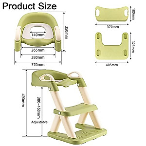 Potty Training Seat with Ladder, Foldable Toddler Toilet Potty Training Seat with Upgraded Triangle Body Design Ladder, Adjustable Multi-Purpose Two-Step Stool for Girls/Boys (Pink)