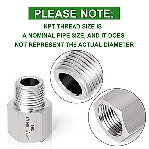 TAISHER 2PCS Forging of 304 Stainless Steel Fitting, Reducer Adapter, 1/4-Inch Male Pipe x 3/8-Inch Female Pipe