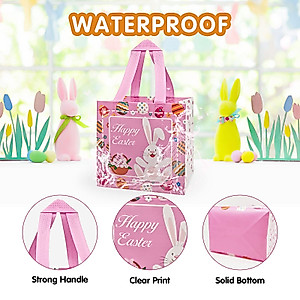 M-Sorflly Easter Bags（9Pcs）- Easter Gift Bags for Kids with Handles, Small Easter Egg Hunt Bags, Reusable Non-Woven Bunny Tote Bags for Easter Treat, Game & Party Supplies Size 8 * 8 * 6inches