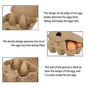 CertBuy 40 Pack Egg Cartons 6 Count, Natural Pulp Egg Cartons Cheap Bulk, Paper Egg Tray 6 Count, Pulp Fiber Egg Tray, Egg Carton Reusable Egg Tray Container for Family, Kitchen, Farmhouse, Market