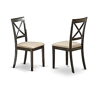 East West Furniture LYBO5-CAP-C Lynfield 5 Piece Room Set Includes a Rectangle Kitchen Table with Butterfly Leaf and 4 Linen Fabric Upholstered Dining Chairs, 36x66 Inch