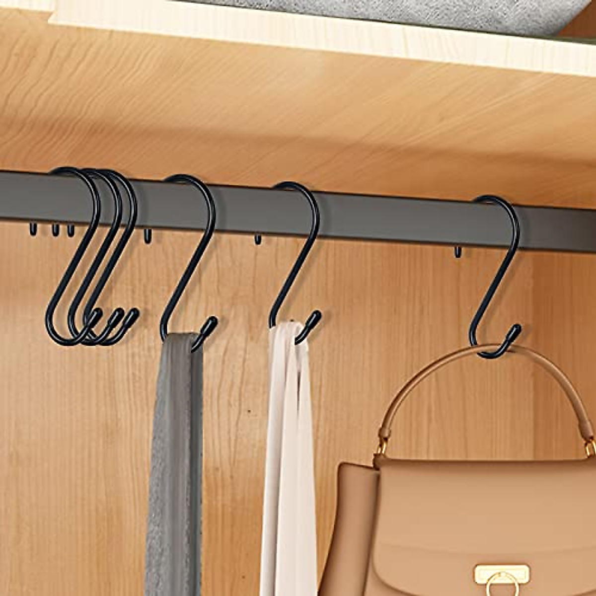 Dreecy 18 Pack 4.5 Inch S Hook for Hanging, Large Vinyl Coated S Hooks Closet Hooks Heavy Duty S Hook, Metal Black Rubber Coated Non Slip Closet S Hooks for Hanging Plants Jeans Bags Pots Jewelry