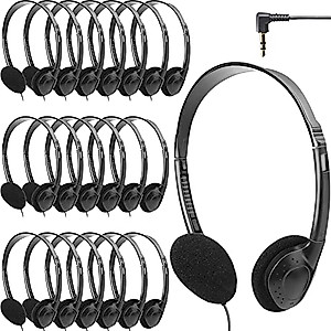 Flutesan 20 Pack Classroom Kids Headphones on Ear Headphones Over The Head Earphones for Student School Children Teen Boys Girls Adults, Black