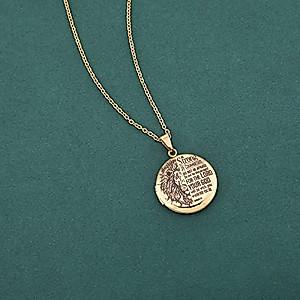 UTHOSMDO Be Strong Lion Bible Cover - Joshua 1:9, That Can Holds Pictures, Engraved English Bible Lords Necklace (Gold)