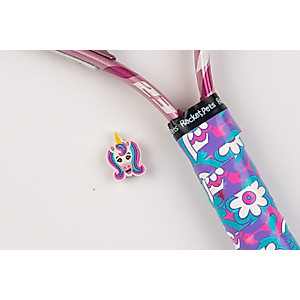 Racket Pets Kids Tennis Racket Dampener & Matching Overgrip Tape, Performance Shock Absorbing Dampener for Tennis Racket & Fun Animal Print Tennis Wrap Grip Tape (Unicorn)