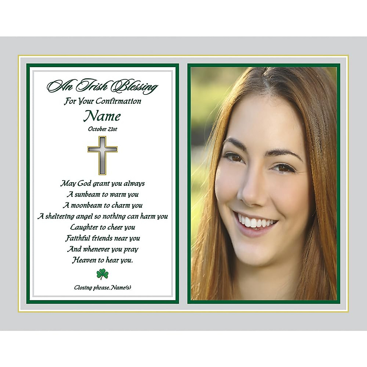 Poetry Gifts Irish Confirmation Blessing for Girl or Boy, Add 4x6 Inch Photo