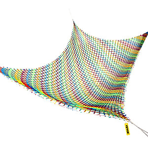 VEVOR Climbing Cargo Net, 14.8 x 10.5 ft Playground Climbing Cargo Net, Polyester Double Layers Cargo Net Climbing Outdoor w/500lbs Weight Capacity, Rope Bridge Net for Tree House, Monkey Bar, Rainbow