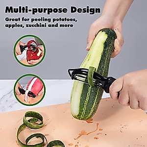 Rainspire Premium Swivel Vegetable Peeler, Kitchen Gadgets Apple Peeler Potato Peeler Veggie Peeler Fruit Peeler, Soft Grip Handle, Dishwasher Safe Kitchen Accessories, Flat, Black