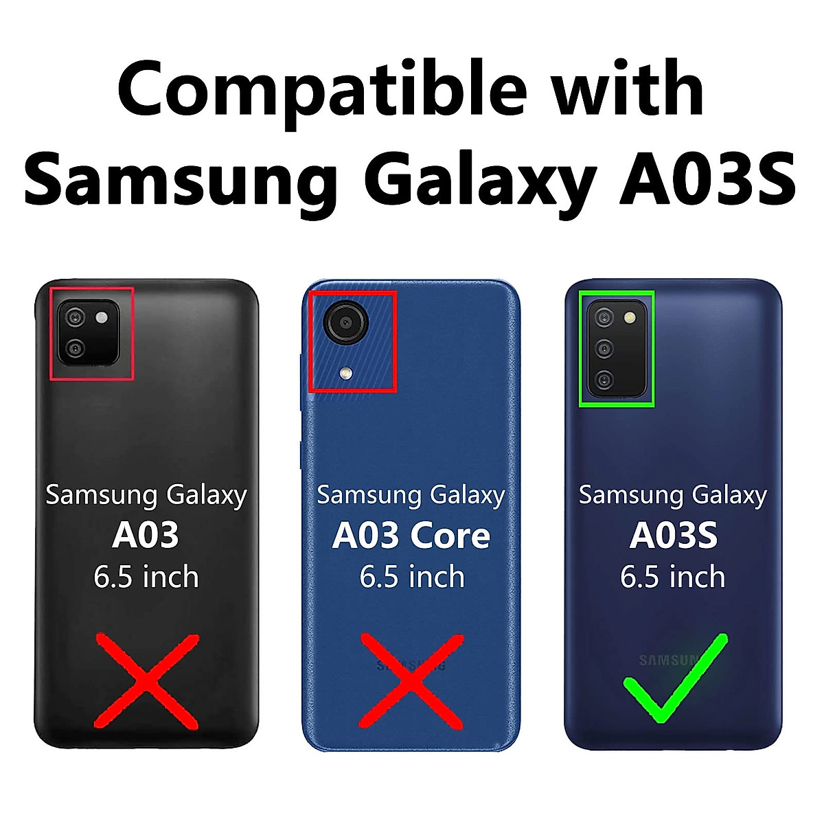 SKTGSLAMY for Samsung Galaxy A03S Phone Case,with Screen Protectors and Camera Cover,[Military Grade] 16ft.Drop Tested Cover with Magnetic Kickstand Protective Case for Galaxy A03S, TC-Blue