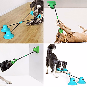 Guardians Dog Chew Toy with Double Suction Cup for Aggressive Chewers, Dog Toothbrush Chew Toy Puppy Training Treats Food Dispensing Pet Teeth Cleaning Rope Toys for Small Medium Dogs (Blue)