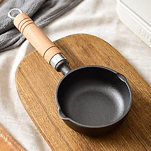DEARMAMY Wok Small Metal Sauce Pot Iron Sauce Pan Pot with Spout Kitchen Sauce Pan Butter Melting Pot Oil Boil Pot Iron Pan Milk Warm Pan Butter Warmer Pot Metal Sauce Pot with Handle