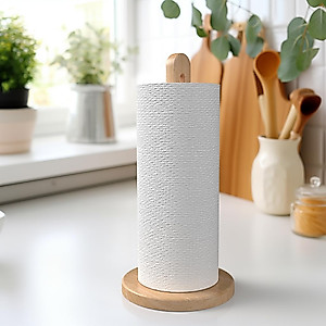 CHAUNCEY HOME Wooden Paper Towel Holder Stand for Jumbo Roll - Stylish Kitchen Paper Rack Bathroom Towel Roll Stand Organizer, Solid Wood Simply Standing Countertop Paper Roll Holder