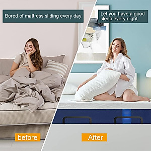 ANTEISI 4 Pieces of Mattress Slide Stopper,Mattress Holders to Keep Mattress from Sliding，Suitable for Adjustable Beds, Platform Beds, Rv Mattresses and So On.(Black)