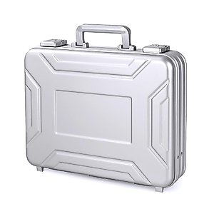 urecimy Silver 18.1X13.8X4.5 Inch Diplomatic Metal Briefcase Aluminum Toolbox Cash Case 18 Inch Laptop Briefcase Hardsided