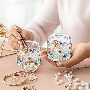 Mifoci 50 Pcs 10 Ounce Clear Plastic Jars Containers Airtight Wide Mouth Food Storage Jar for Kitchen Dry Food Butter Honey Cosmetics Cream, Black and Brown(3.35''l X 2.56''h)