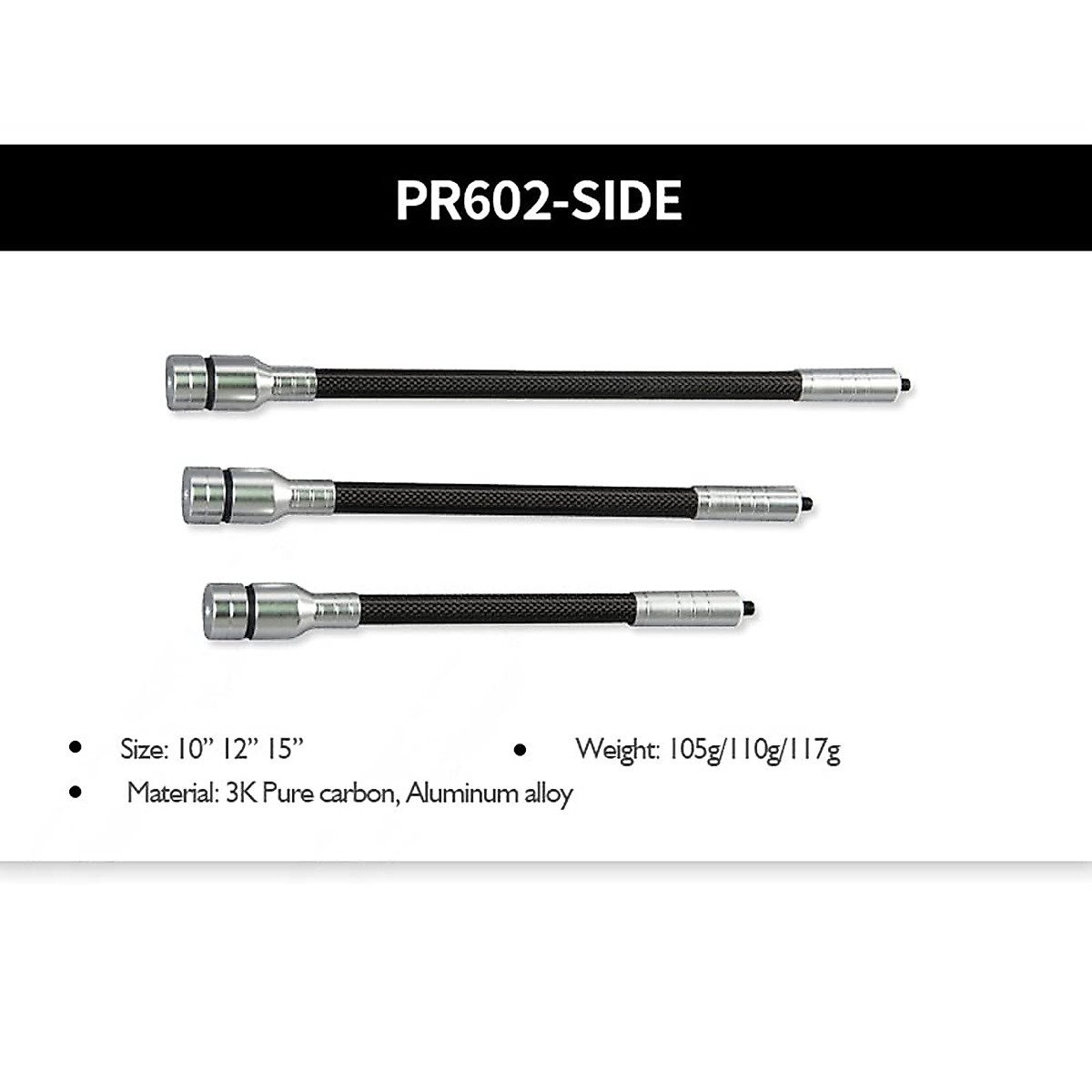 MILAEM 4-34 Inch Archery Bow Stabilizer Rod Carbon Fiber Stabilizer Extender Balance Bar Extension Pole for Recurve Compound Bow (4 inch)