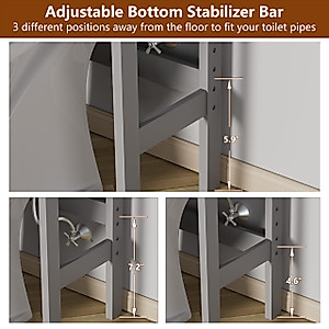 VEIKOUS Over The Toilet Storage Bathroom Organizer and Small Freestanding Cabinet W/Adjustable Shelf & Storage Rack, Bathroom Space Saver, Grey