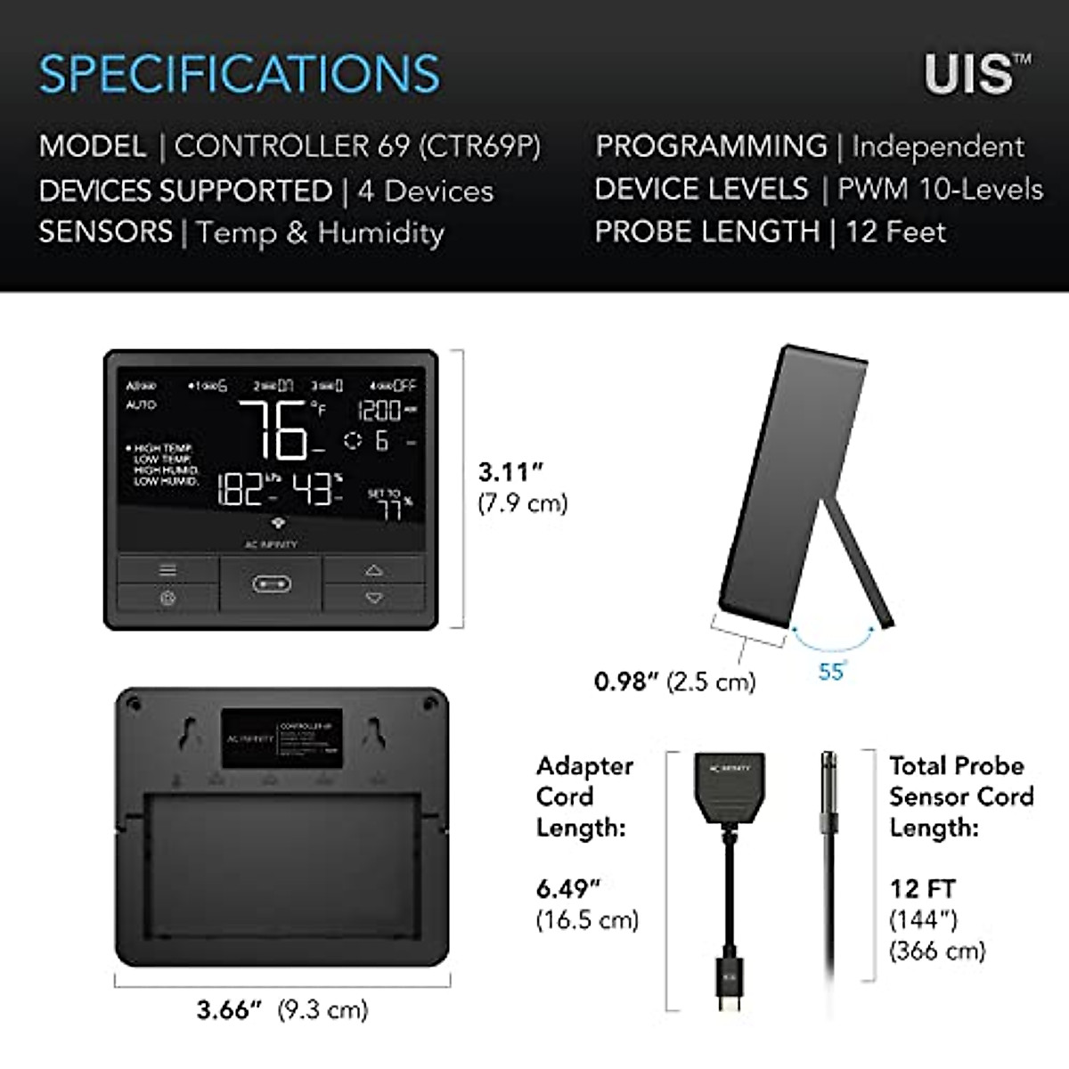 AC Infinity Controller 69 PRO, Smart Environmental Controller with Temperature, Humidity, VPD, Timer, Cycle, Schedule Controls, for Grow Tent Cooling Ventilation Lighting