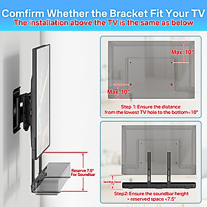 Sound Bar Mounts Under TV for Samsung, Vizio, Bose, LG and More Soundbar TV Mount with Remote Holder - Height Adjustable Soundbar Mounting Bracket Under TVs Hold Up to 35 Lbs