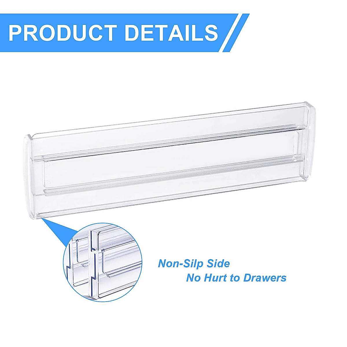 Voittozege 18 Pack Clear Drawer Dividers,Adjustable 3.5" High Expandable from 11-20" Acrylic Dresser Drawers Dividers, Clear Plastic Drawers Separators for Bedroom, Bathroom, Closet,Clothing, Office