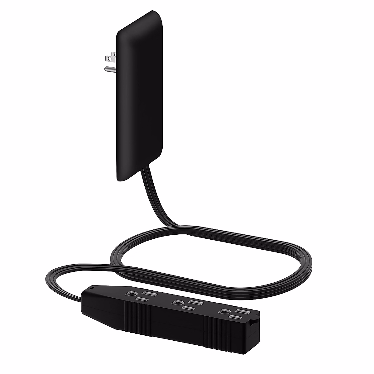 LIDER Flat-Face Outlet Extender with 3 Receptacles, Ultra-Thin Wall Plate Plug with Cord Extender and 3-Outlet Power Strip, 3ft Cord, LWE3-315-BK, Black