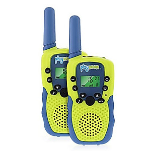 PlayZoom 2 Pack Walkie Talkies: 3 Mile Range, Built-in Flashlight, Headphone Jack, and Belt Clip. Birthday Gift for Boys and Girls (Green)