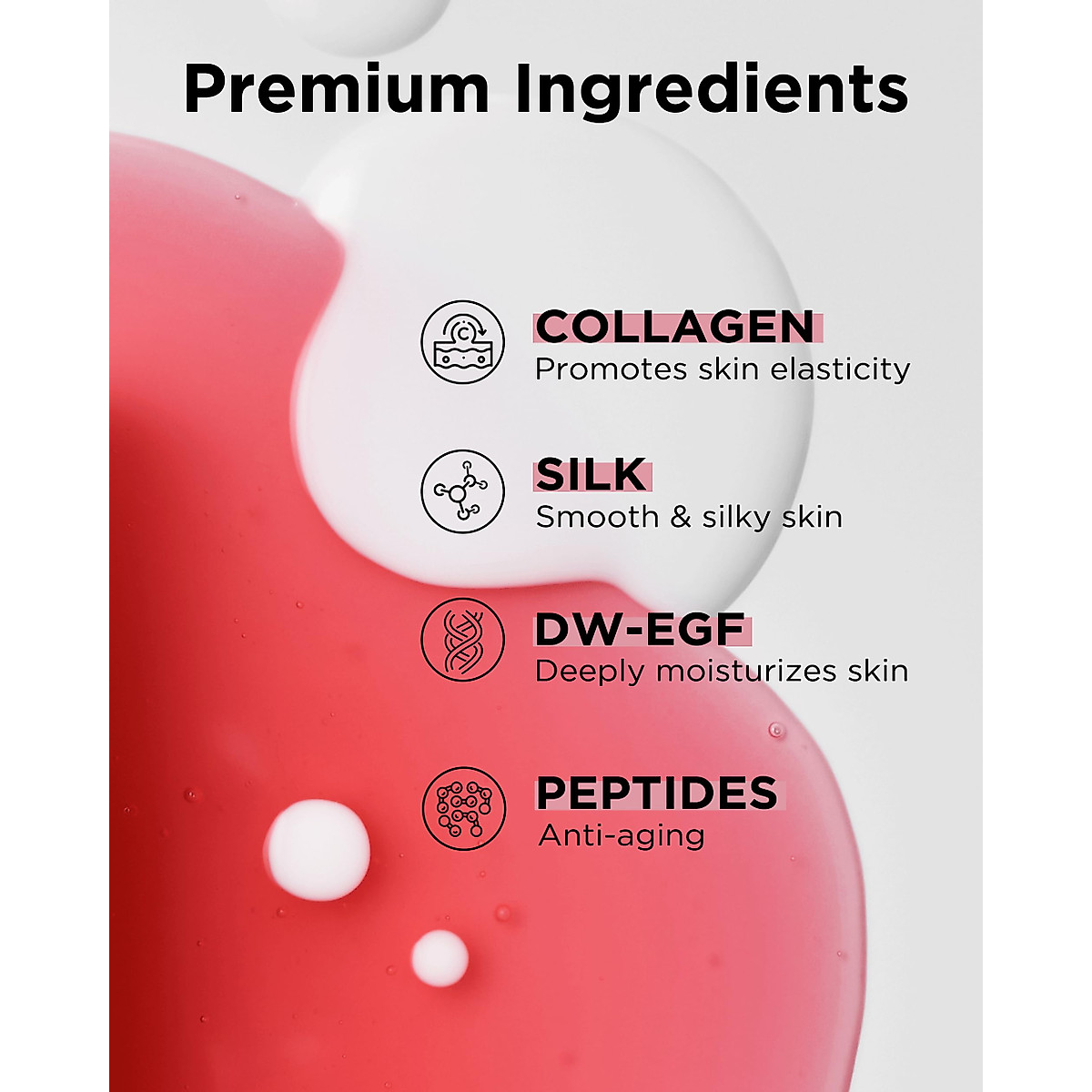 EASYDEW EGF 55% Collagen Silkream Ampoule- Korean Facial Serum for Firmness & Elasticity with Peptides, Amino Acids - Day & Night Anti Aging Silky Smooth Skincare, 1.86oz.