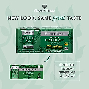 Fever Tree Ginger Ale - Premium Quality Mixer - Refreshing Beverage for Cocktails & Mocktails. Naturally Sourced Ingredients, No Artificial Sweeteners or Colors - 150 ML Cans - Pack of 24