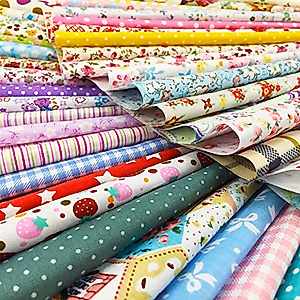 flic-flac 50pcs 10 x 10 inches (25cmx25cm) Cotton Fabric Squares Quilting Sewing Floral Precut Fabric Square Sheets for Craft Patchwork (50pcs 25cm*25cm)