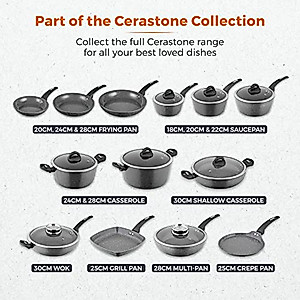 Tower T80336 Cerastone Forged Grill Pan with Non-Stick Coating and Soft Touch Handle, 25cm, Graphite