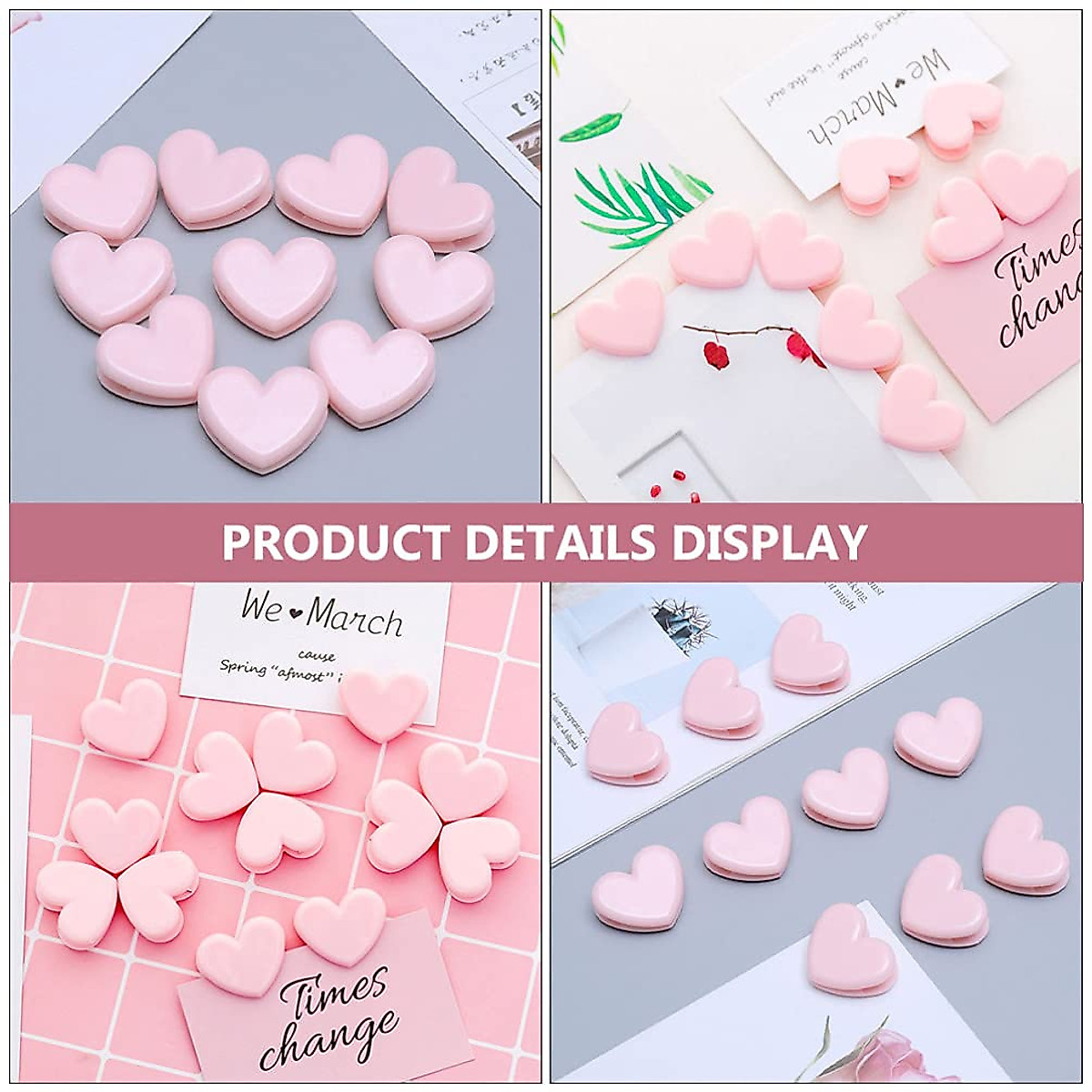 YARNOW 20pcs PlasticBag Clips Heart Shape Chip Bag Sealers Clamps Snack Coffee Potato Storage Sealing Slap Photo Picture Paper Holder for Kitchen Office, Pink, 3.2X2.5X1CM (TWGQRPH1017UYH103K0)