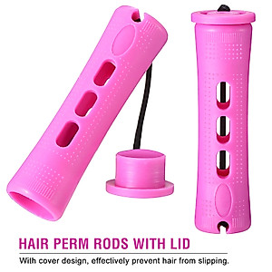 WILLBOND 60 Pcs Perm Rods Natural Long Short Hair Perm Rods with Elastic Rubber Band Non Slip Plastic Perming Cold Wave Rod Kit for Women girls Hairdressing Styling Tool