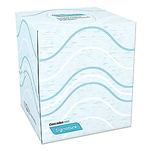 Cascades Pro F710 Signature Facial Tissue, 2-Ply, White, Cube, 90 Sheets/Box, 36 Boxes/Carton