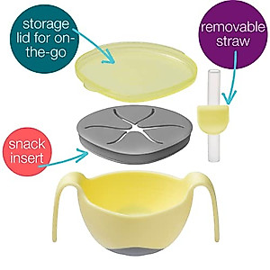 b.box 3 in 1 Toddler Bowl | Includes Straw, Lid & No Spill Snack Insert | Dishwasher & Microwave Safe | BPA Free | Ages 6 mo+ (Banana Split, 8.5 oz)