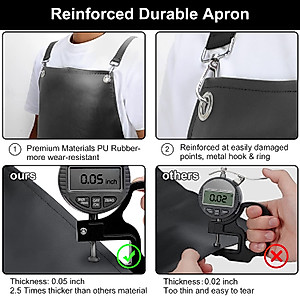 Sheomern Waterproof Rubber Apron, 43" Anti-Tear Heavy Duty Vinyl Apron Adjustable Thicker Cross Back Dishwasher Apron for Restaurant Dishwashing, Butcher, Lab Work, Dog Grooming Black