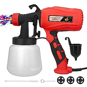 Nlapldy Paint Sprayer, HVLP Electric Spray Gun (900ML Container/3 Nozzles/3 Patterns), Easy to Clean, for Furniture, Cabinets, Fence, Walls, Door, Garden Chairs (Red)