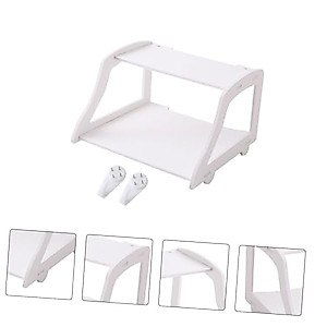 KOMBIUDA 1pc Router Storage Rack Layer Storage Shelf Router Wall Holder Router Stand Double-layer Storage Holder Mini Router Shelf Supports Shelf Holders Set-top-box Rack Plastic White